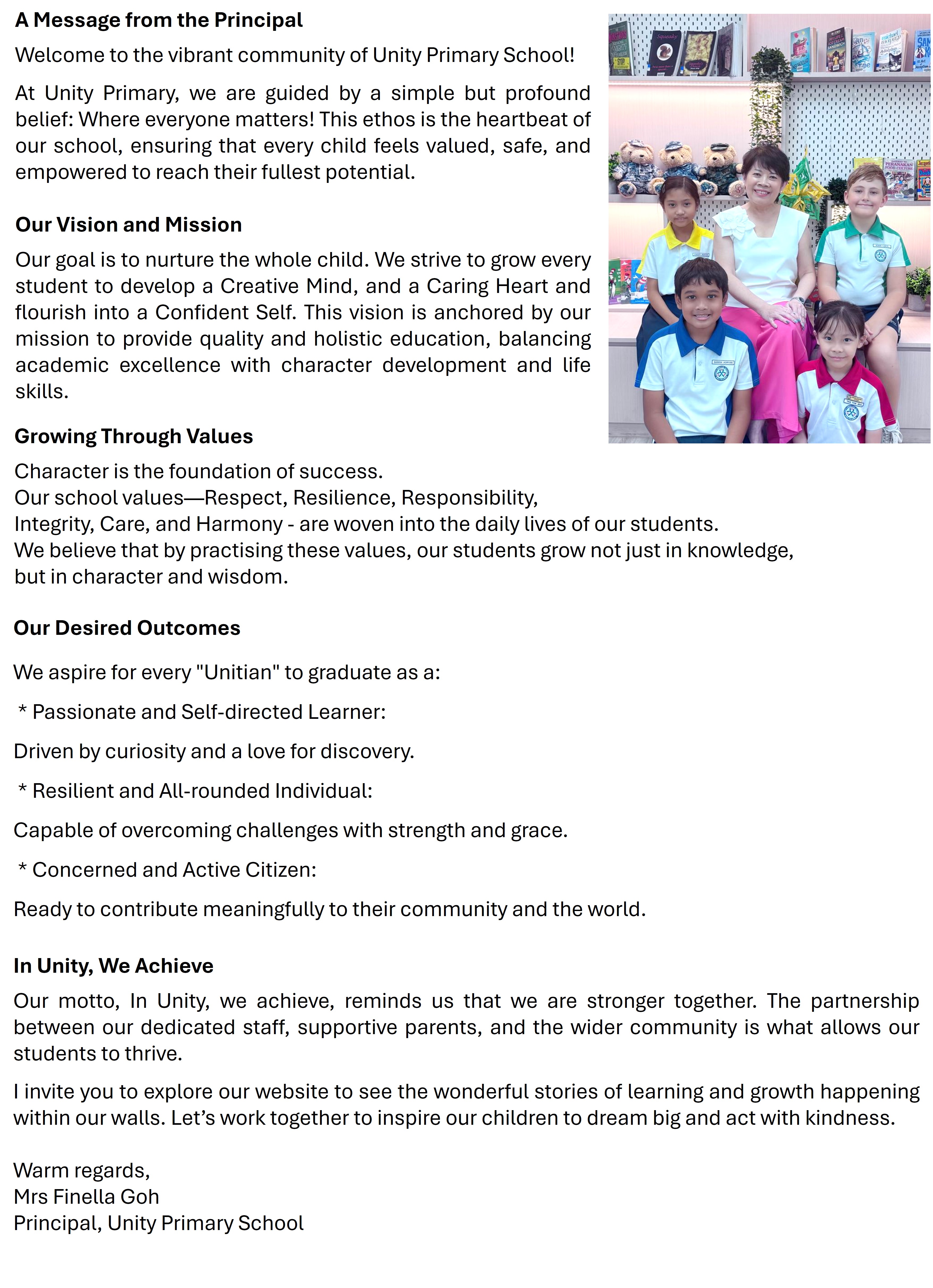 Principal’s Message
